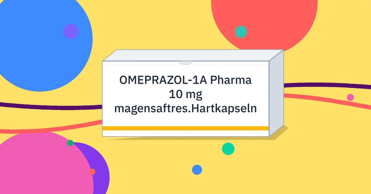 Symbolbild: Packung mit der Aufschrift OMEPRAZOL-1A Pharma 10 mg magensaftres.Hartkapseln (PZN 00634874) – Verfügbarkeit und Bezug in Apotheken in Frankfurt am Main