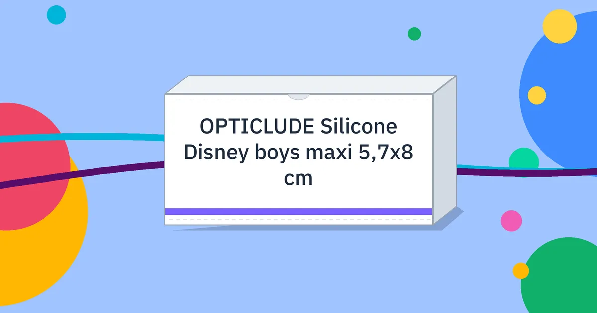 Symbolbild: Packung mit der Aufschrift OPTICLUDE Silicone Disney boys maxi 5,7x8 cm (PZN 10547573) – Verfügbarkeit und Bezug in Apotheken in Frankfurt am Main