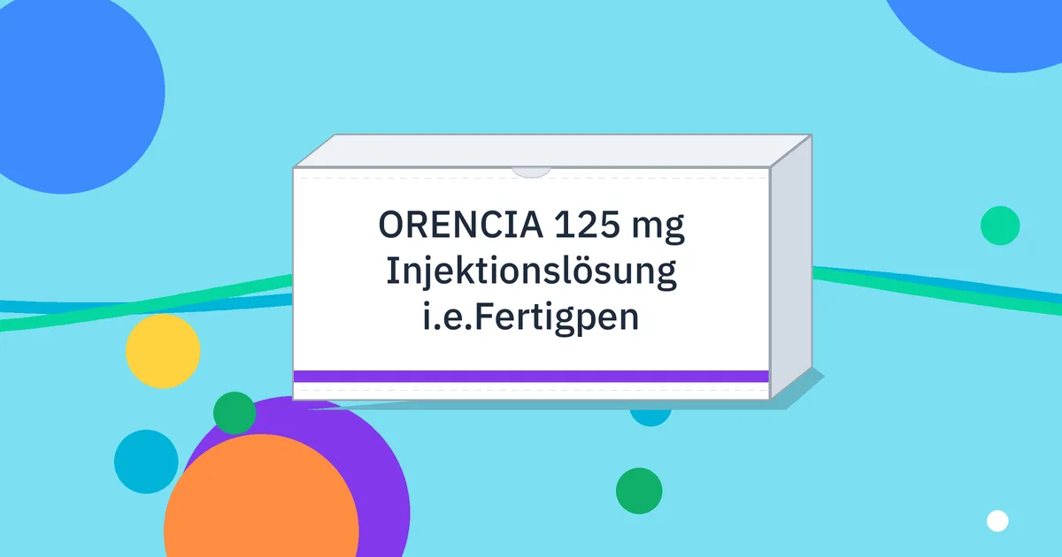 Symbolbild: Packung mit der Aufschrift ORENCIA 125 mg Injektionslösung i.e.Fertigpen (PZN 13235489) – Verfügbarkeit und Bezug in Apotheken in Frankfurt am Main