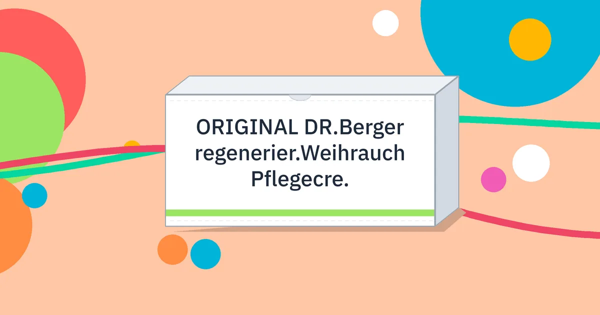 Symbolbild: Packung mit der Aufschrift ORIGINAL DR.Berger regenerier.Weihrauch Pflegecre. (PZN 13705564) – Verfügbarkeit und Bezug in Apotheken in Frankfurt am Main