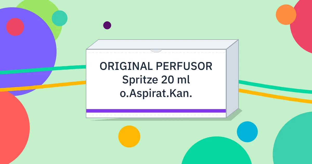 Symbolbild: Packung mit der Aufschrift ORIGINAL PERFUSOR Spritze 20 ml o.Aspirat.Kan. (PZN 18322313) – Verfügbarkeit und Bezug in Apotheken in Frankfurt am Main