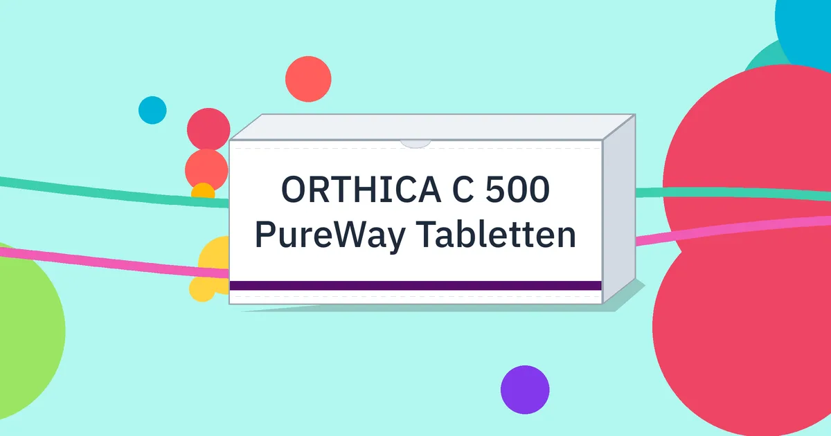 Symbolbild: Packung mit der Aufschrift ORTHICA C 500 PureWay Tabletten (PZN 17925096) – Verfügbarkeit und Bezug in Apotheken in Frankfurt am Main
