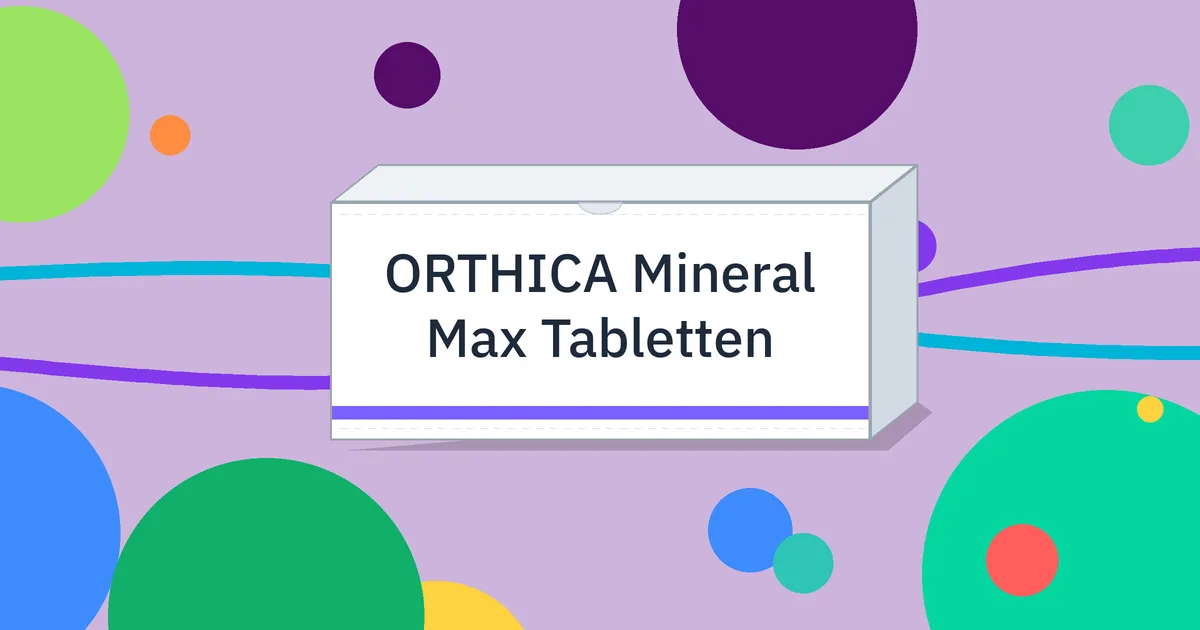 Symbolbild: Packung mit der Aufschrift ORTHICA Mineral Max Tabletten (PZN 19760191) – Verfügbarkeit und Bezug in Apotheken in Frankfurt am Main