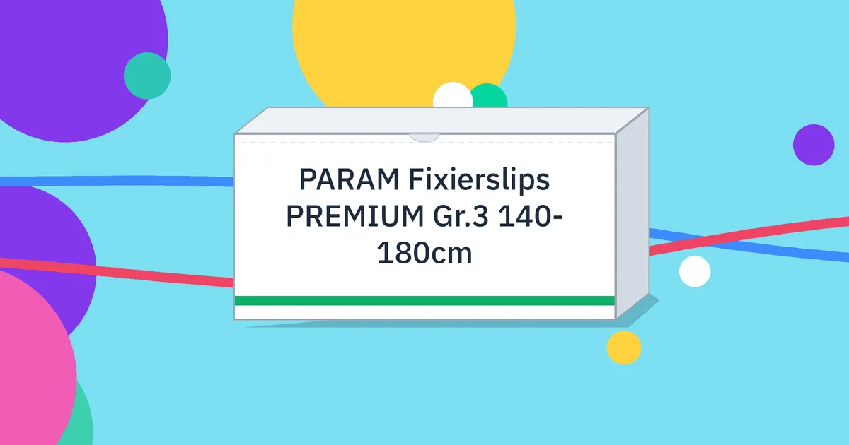Symbolbild: Packung mit der Aufschrift PARAM Fixierslips PREMIUM Gr.3 140-180cm (PZN 10039405) – Verfügbarkeit und Bezug in Apotheken in Frankfurt am Main