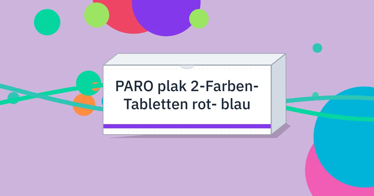Symbolbild: Packung mit der Aufschrift PARO plak 2-Farben-Tabletten rot- blau (PZN 17373277) – Verfügbarkeit und Bezug in Apotheken in Frankfurt am Main