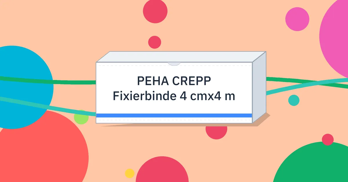 Symbolbild: Packung mit der Aufschrift PEHA CREPP Fixierbinde 4 cmx4 m (PZN 13745569) – Verfügbarkeit und Bezug in Apotheken in Frankfurt am Main