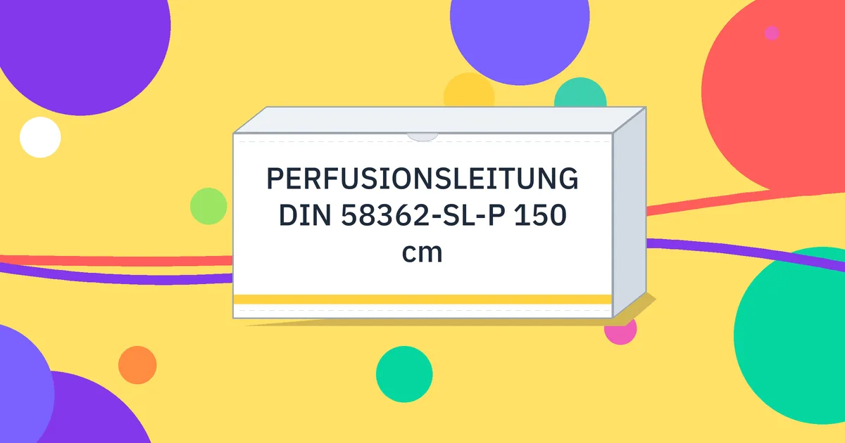 Symbolbild: Packung mit der Aufschrift PERFUSIONSLEITUNG DIN 58362-SL-P 150 cm (PZN 10539993) – Verfügbarkeit und Bezug in Apotheken in Frankfurt am Main
