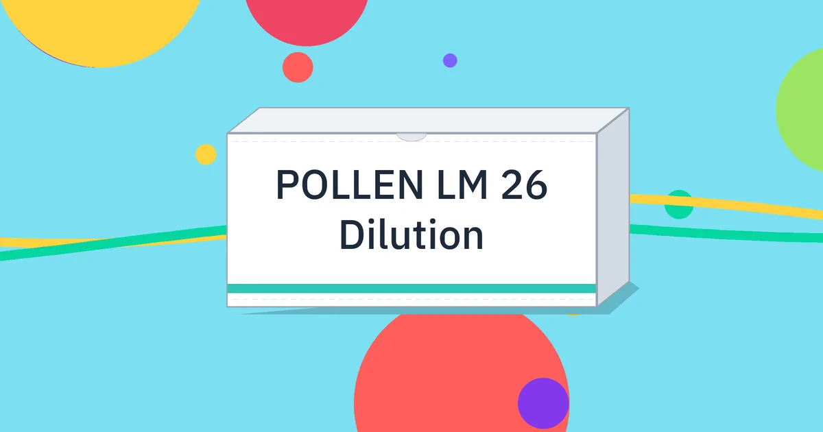 Symbolbild: Packung mit der Aufschrift POLLEN LM 26 Dilution (PZN 13043519) – Verfügbarkeit und Bezug in Apotheken in Frankfurt am Main