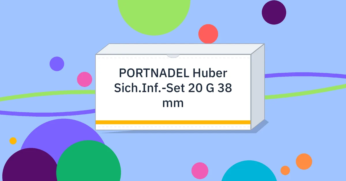 Symbolbild: Packung mit der Aufschrift PORTNADEL Huber Sich.Inf.-Set 20 G 38 mm (PZN 00355097) – Verfügbarkeit und Bezug in Apotheken in Frankfurt am Main
