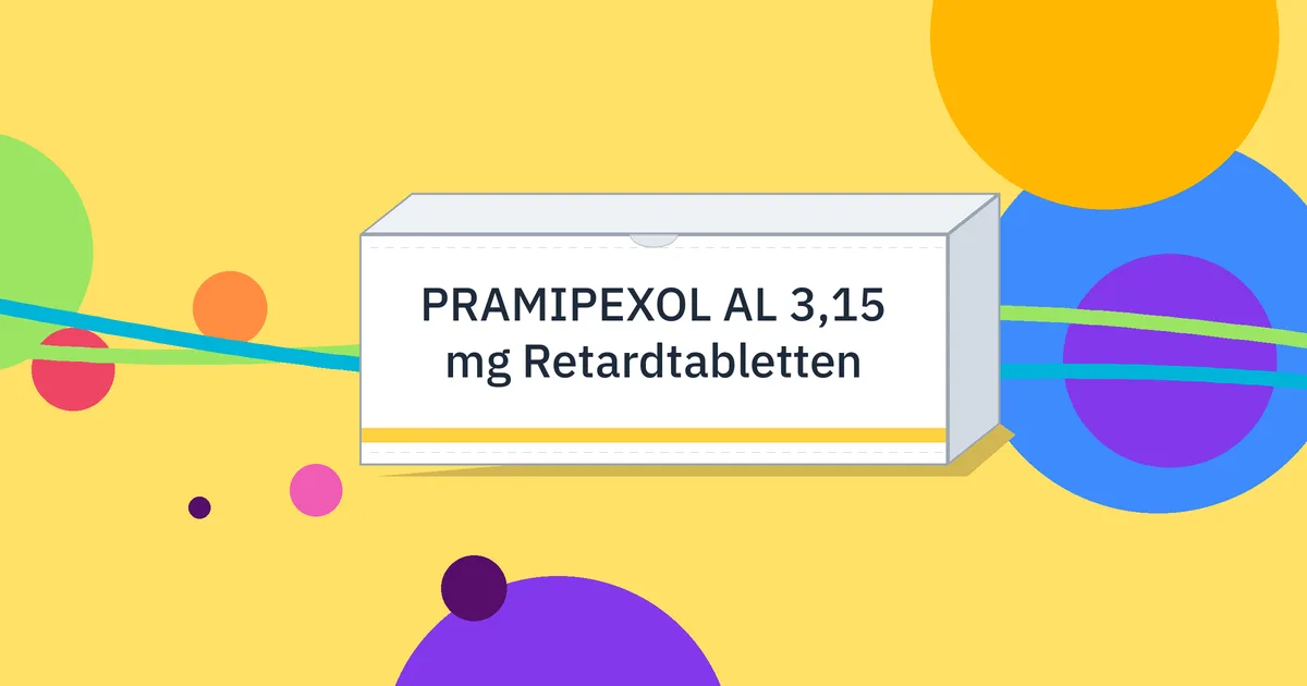 Symbolbild: Packung mit der Aufschrift PRAMIPEXOL AL 3,15 mg Retardtabletten (PZN 15785722) – Verfügbarkeit und Bezug in Apotheken in Frankfurt am Main
