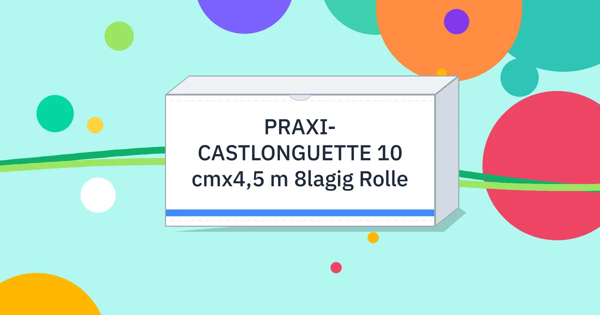 Symbolbild: Packung mit der Aufschrift PRAXI-CASTLONGUETTE 10 cmx4,5 m 8lagig Rolle (PZN 12825409) – Verfügbarkeit und Bezug in Apotheken in Frankfurt am Main