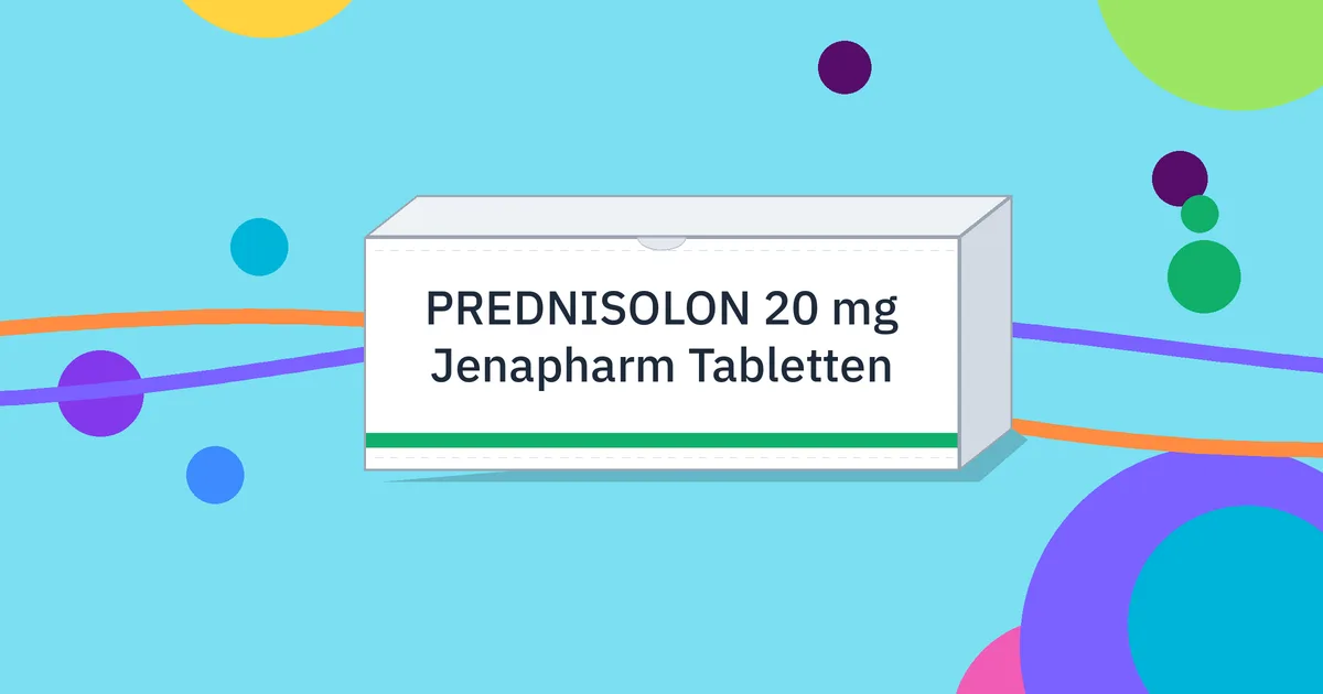 Symbolbild: Packung mit der Aufschrift PREDNISOLON 20 mg Jenapharm Tabletten (PZN 00235832) – Verfügbarkeit und Bezug in Apotheken in Frankfurt am Main