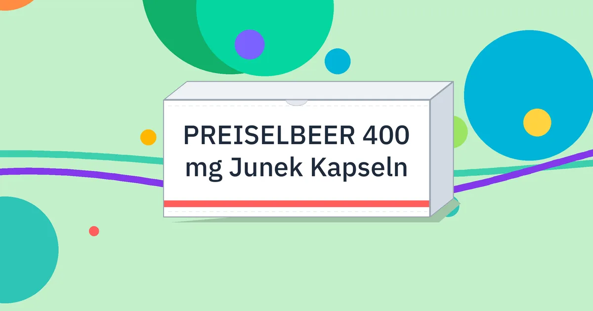 Symbolbild: Packung mit der Aufschrift PREISELBEER 400 mg Junek Kapseln (PZN 00986900) – Verfügbarkeit und Bezug in Apotheken in Frankfurt am Main