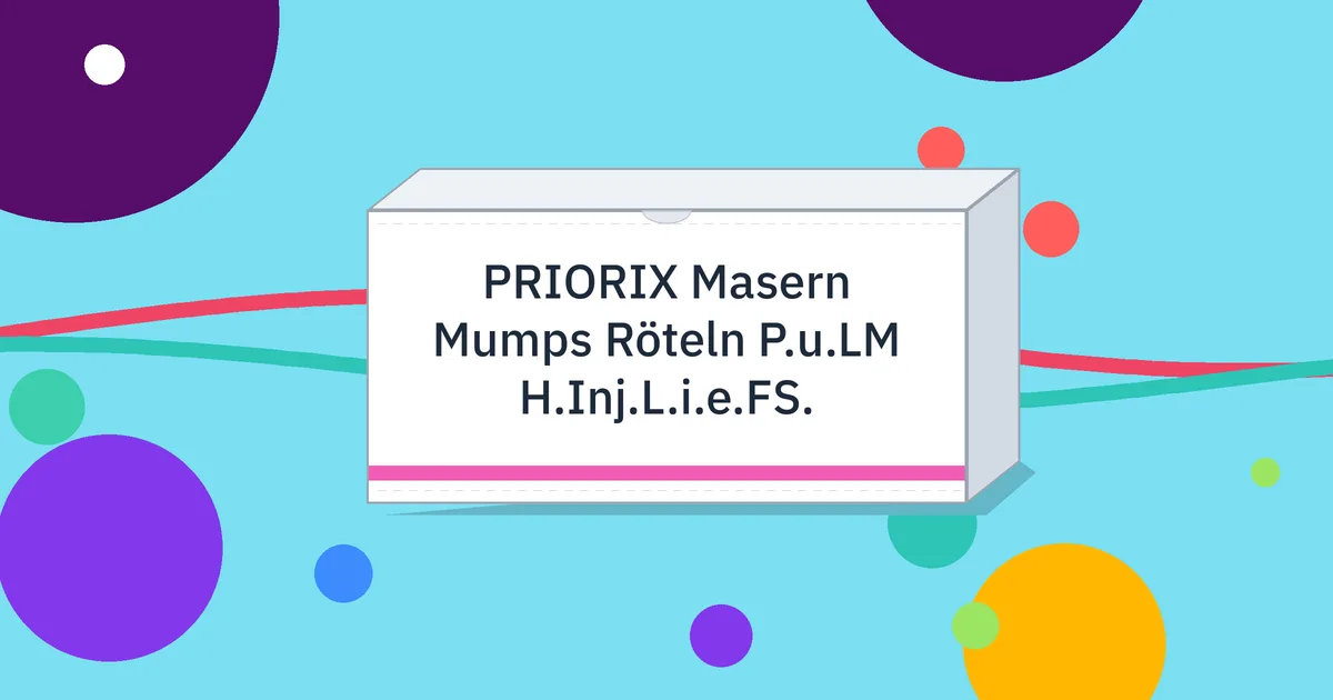 Symbolbild: Packung mit der Aufschrift PRIORIX Masern Mumps Röteln P.u.LM H.Inj.L.i.e.FS. (PZN 11047536) – Verfügbarkeit und Bezug in Apotheken in Frankfurt am Main