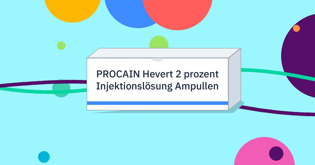 Symbolbild: Packung mit der Aufschrift PROCAIN Hevert 2 prozent Injektionslösung Ampullen (PZN 19771711) – Verfügbarkeit und Bezug in Apotheken in Frankfurt am Main