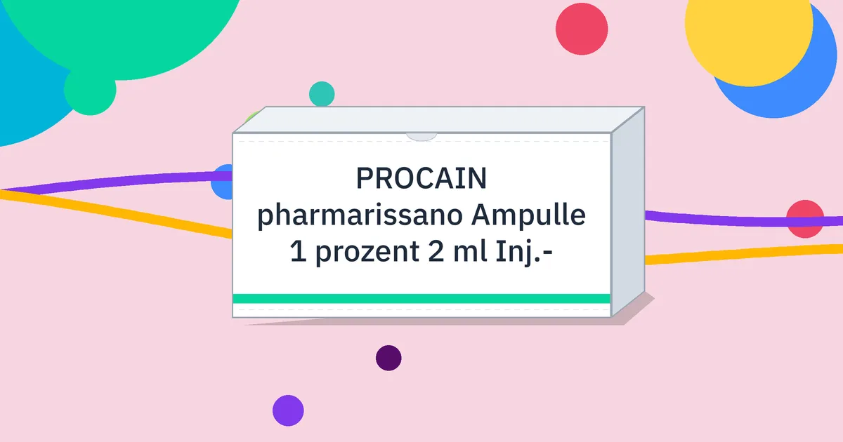 Symbolbild: Packung mit der Aufschrift PROCAIN pharmarissano Ampulle 1 prozent 2 ml Inj.- (PZN 16816198) – Verfügbarkeit und Bezug in Apotheken in Frankfurt am Main