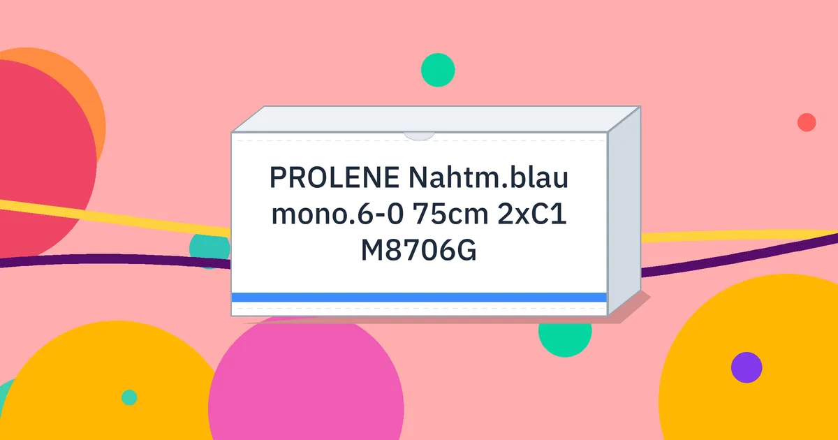 Symbolbild: Packung mit der Aufschrift PROLENE Nahtm.blau mono.6-0 75cm 2xC1 M8706G (PZN 20899913) – Verfügbarkeit und Bezug in Apotheken in Frankfurt am Main