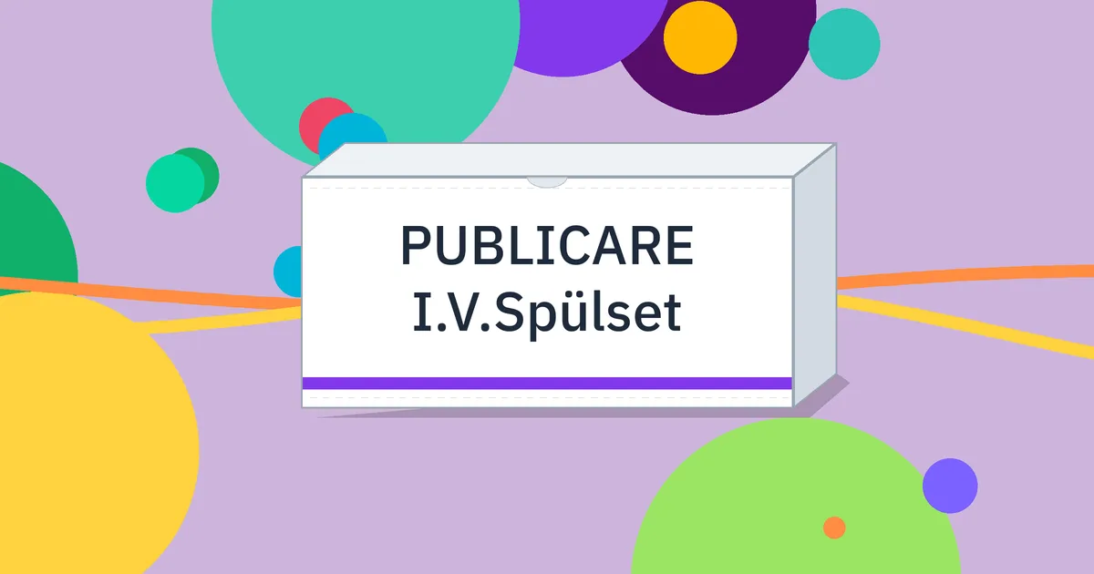 Symbolbild: Packung mit der Aufschrift PUBLICARE I.V.Spülset (PZN 17255282) – Verfügbarkeit und Bezug in Apotheken in Frankfurt am Main