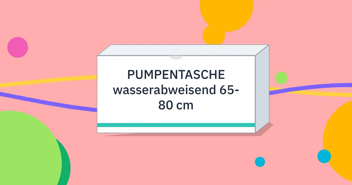 Symbolbild: Packung mit der Aufschrift PUMPENTASCHE wasserabweisend 65-80 cm (PZN 17837676) – Verfügbarkeit und Bezug in Apotheken in Frankfurt am Main