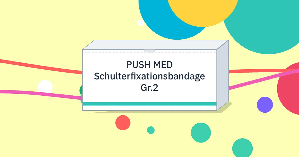Symbolbild: Packung mit der Aufschrift PUSH MED Schulterfixationsbandage Gr.2 (PZN 09374498) – Verfügbarkeit und Bezug in Apotheken in Frankfurt am Main