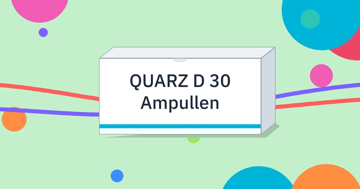Symbolbild: Packung mit der Aufschrift QUARZ D 30 Ampullen (PZN 02830444) – Verfügbarkeit und Bezug in Apotheken in Frankfurt am Main