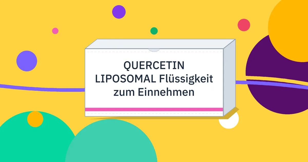 Symbolbild: Packung mit der Aufschrift QUERCETIN LIPOSOMAL Flüssigkeit zum Einnehmen (PZN 19073970) – Verfügbarkeit und Bezug in Apotheken in Frankfurt am Main