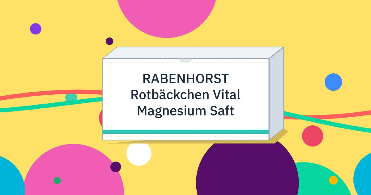 Symbolbild: Packung mit der Aufschrift RABENHORST Rotbäckchen Vital Magnesium Saft (PZN 20418776) – Verfügbarkeit und Bezug in Apotheken in Frankfurt am Main