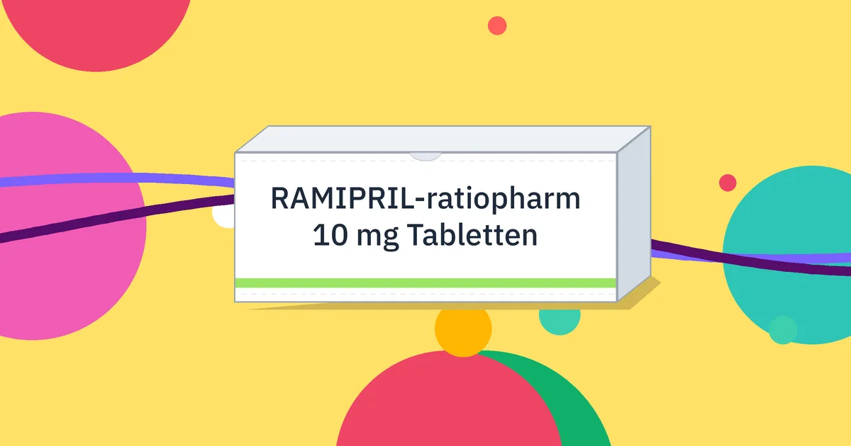 Symbolbild: Packung mit der Aufschrift RAMIPRIL-ratiopharm 10 mg Tabletten (PZN 02223951) – Verfügbarkeit und Bezug in Apotheken in Frankfurt am Main