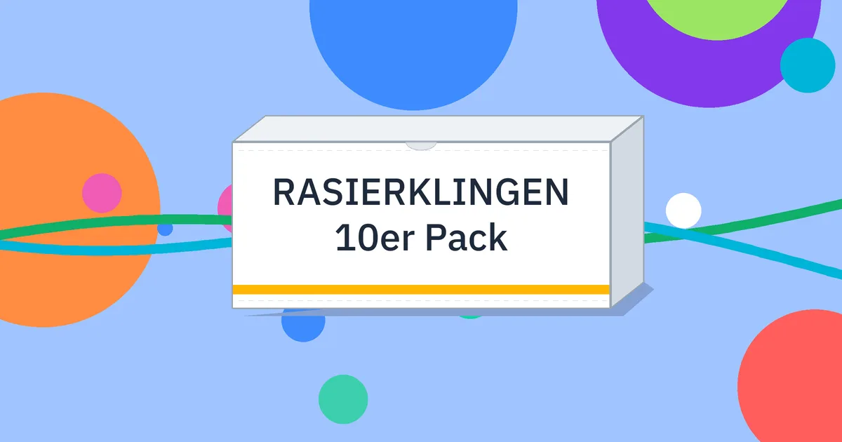 Symbolbild: Packung mit der Aufschrift RASIERKLINGEN 10er Pack (PZN 17245757) – Verfügbarkeit und Bezug in Apotheken in Frankfurt am Main