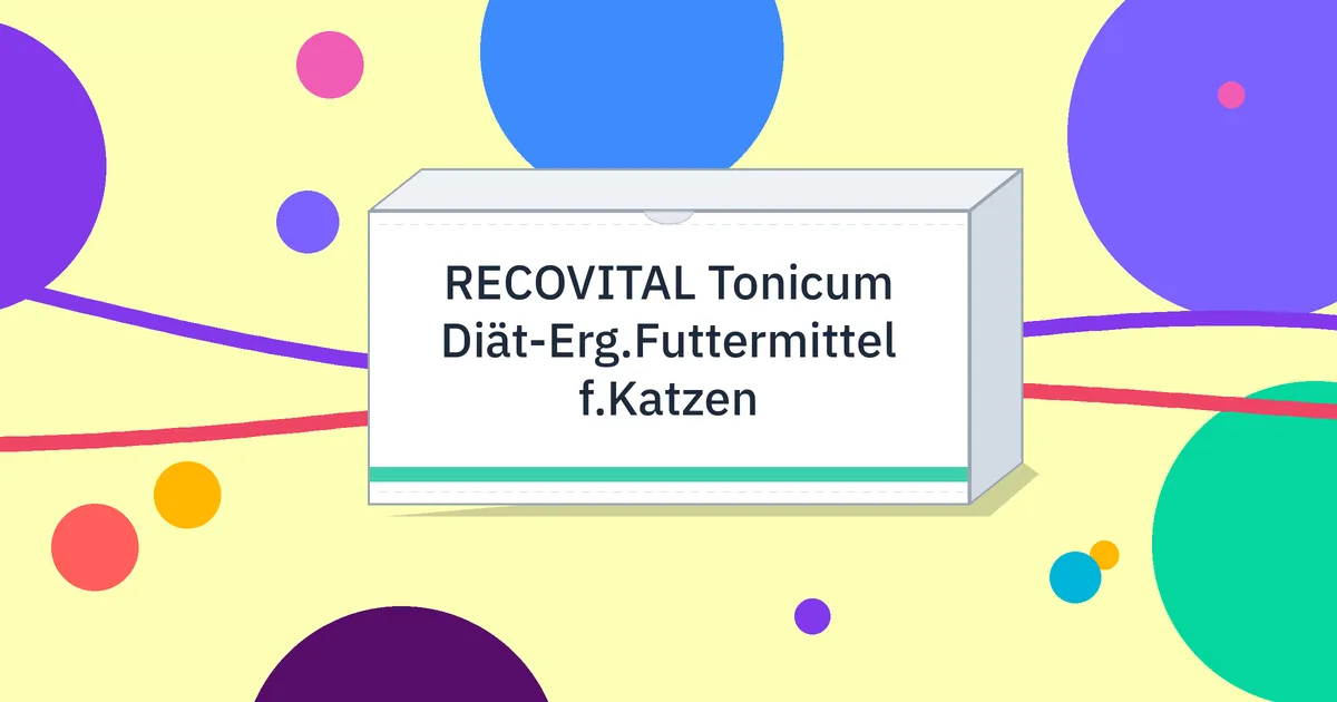Symbolbild: Packung mit der Aufschrift RECOVITAL Tonicum Diät-Erg.Futtermittel f.Katzen (PZN 19276124) – Verfügbarkeit und Bezug in Apotheken in Frankfurt am Main
