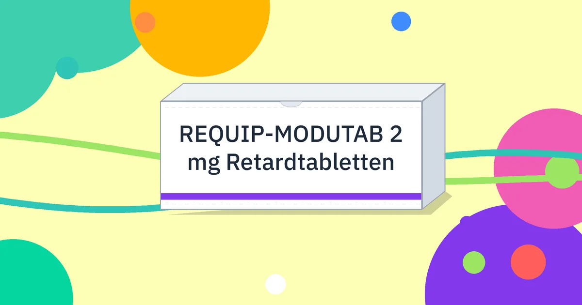 Symbolbild: Packung mit der Aufschrift REQUIP-MODUTAB 2 mg Retardtabletten (PZN 08474565) – Verfügbarkeit und Bezug in Apotheken in Frankfurt am Main