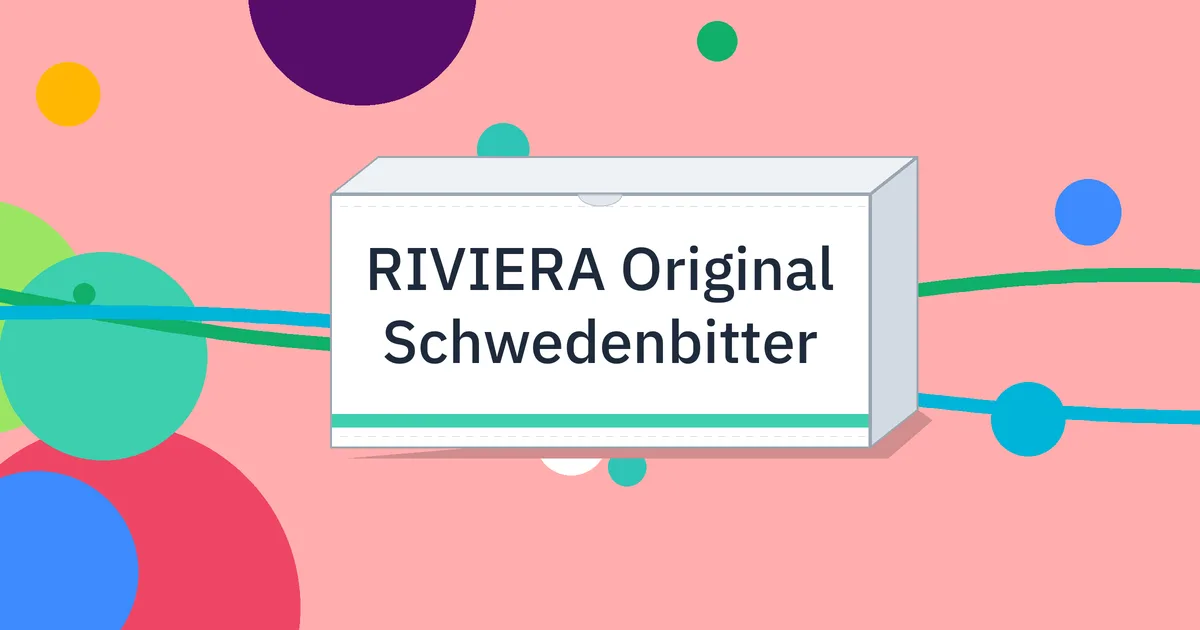 Symbolbild: Packung mit der Aufschrift RIVIERA Original Schwedenbitter (PZN 19992748) – Verfügbarkeit und Bezug in Apotheken in Frankfurt am Main
