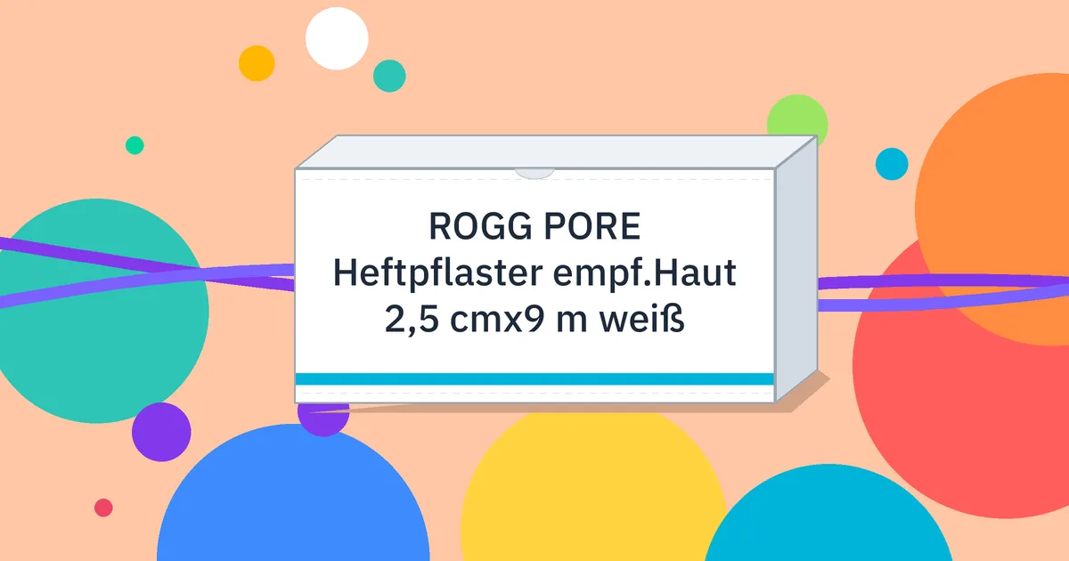 Symbolbild: Packung mit der Aufschrift ROGG PORE Heftpflaster empf.Haut 2,5 cmx9 m weiß (PZN 18140411) – Verfügbarkeit und Bezug in Apotheken in Frankfurt am Main