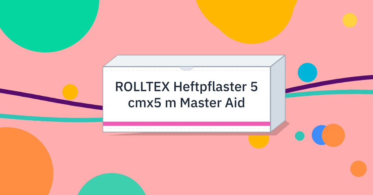 Symbolbild: Packung mit der Aufschrift ROLLTEX Heftpflaster 5 cmx5 m Master Aid (PZN 07708222) – Verfügbarkeit und Bezug in Apotheken in Frankfurt am Main