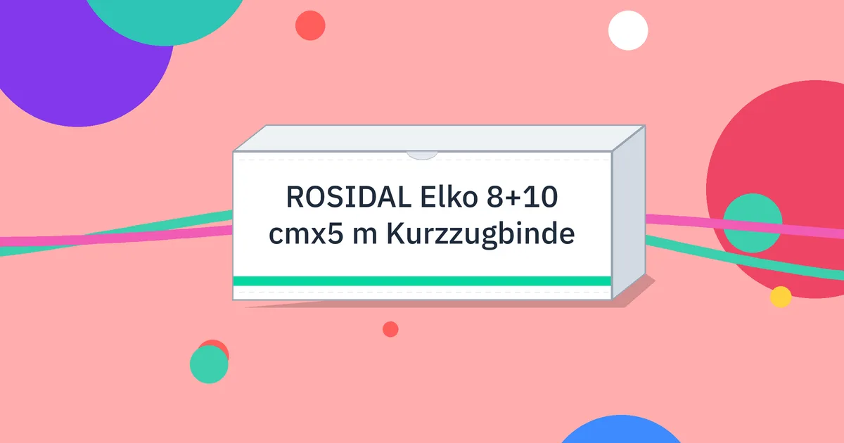 Symbolbild: Packung mit der Aufschrift ROSIDAL Elko 8+10 cmx5 m Kurzzugbinde (PZN 17578364) – Verfügbarkeit und Bezug in Apotheken in Frankfurt am Main
