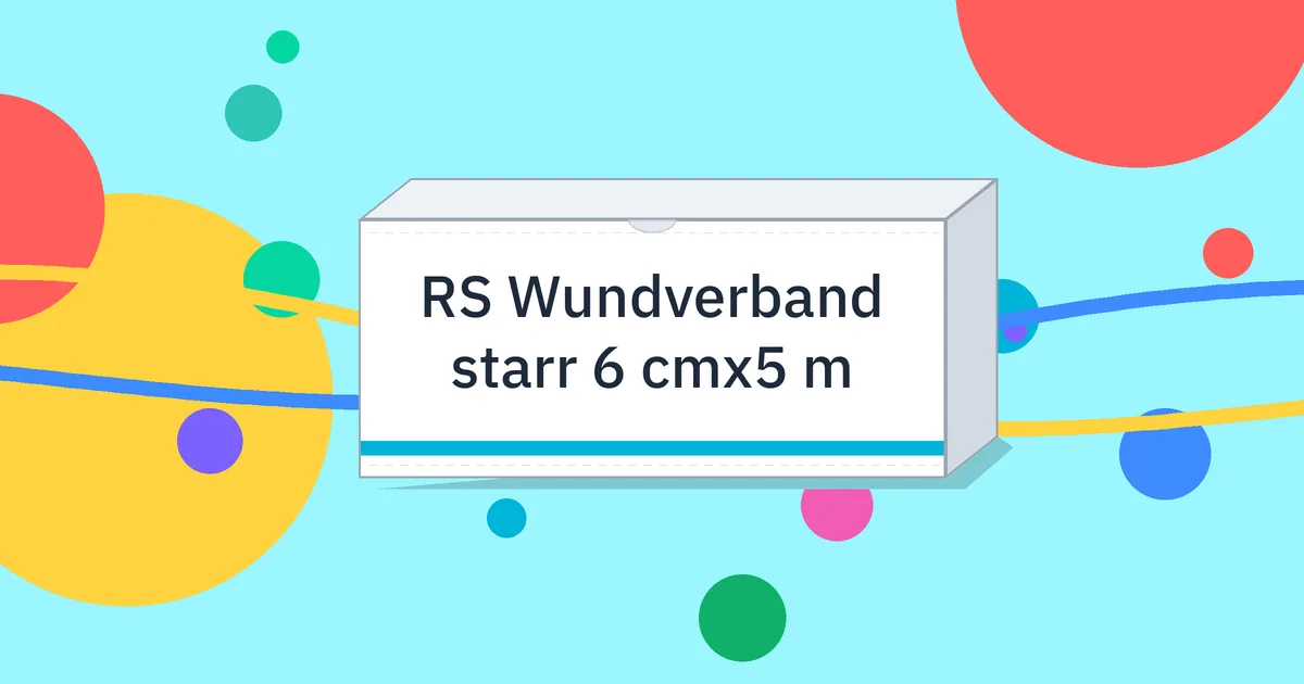 Symbolbild: Packung mit der Aufschrift RS Wundverband starr 6 cmx5 m (PZN 02955795) – Verfügbarkeit und Bezug in Apotheken in Frankfurt am Main
