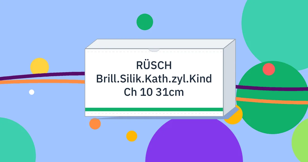 Symbolbild: Packung mit der Aufschrift RÜSCH Brill.Silik.Kath.zyl.Kind Ch 10 31cm (PZN 10084860) – Verfügbarkeit und Bezug in Apotheken in Frankfurt am Main