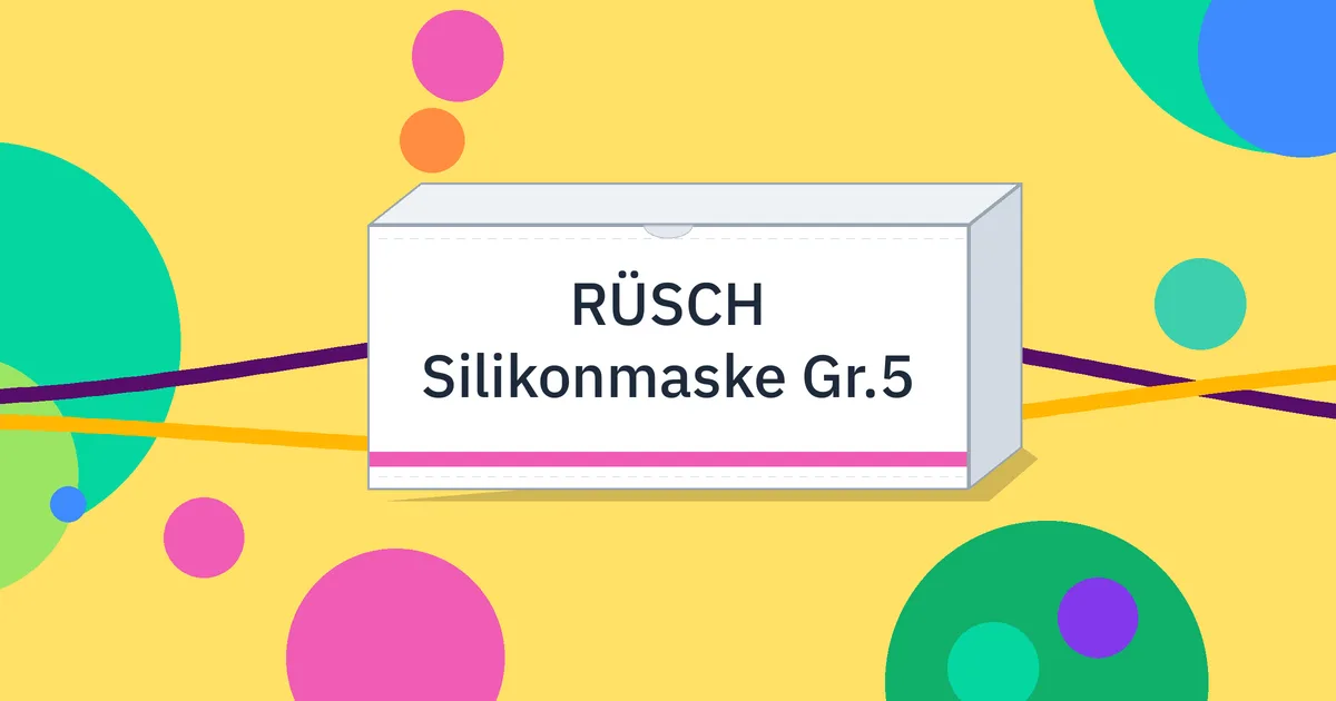Symbolbild: Packung mit der Aufschrift RÜSCH Silikonmaske Gr.5 (PZN 12463998) – Verfügbarkeit und Bezug in Apotheken in Frankfurt am Main