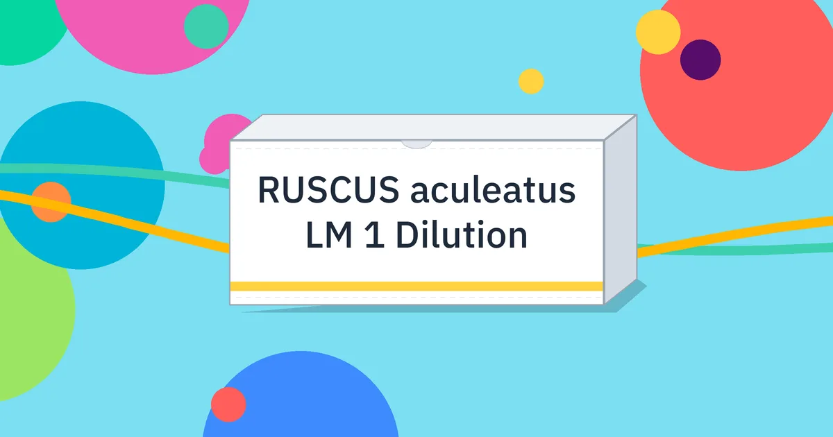 Symbolbild: Packung mit der Aufschrift RUSCUS aculeatus LM 1 Dilution (PZN 13173127) – Verfügbarkeit und Bezug in Apotheken in Frankfurt am Main