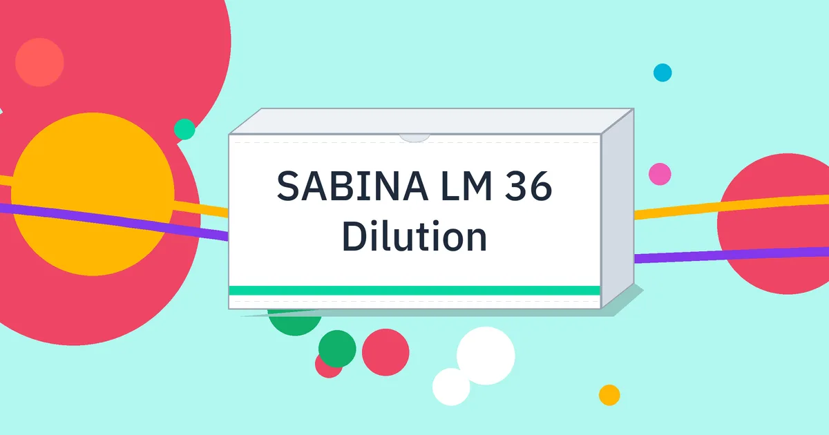 Symbolbild: Packung mit der Aufschrift SABINA LM 36 Dilution (PZN 13176031) – Verfügbarkeit und Bezug in Apotheken in Frankfurt am Main