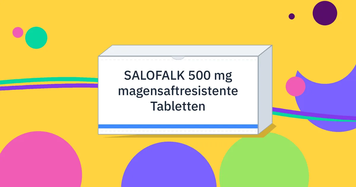 Symbolbild: Packung mit der Aufschrift SALOFALK 500 mg magensaftresistente Tabletten (PZN 10942223) – Verfügbarkeit und Bezug in Apotheken in Frankfurt am Main