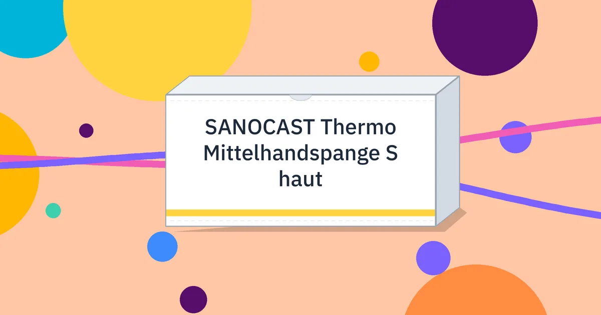 Symbolbild: Packung mit der Aufschrift SANOCAST Thermo Mittelhandspange S haut (PZN 15259985) – Verfügbarkeit und Bezug in Apotheken in Frankfurt am Main