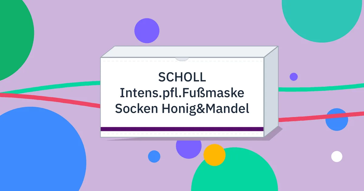Symbolbild: Packung mit der Aufschrift SCHOLL Intens.pfl.Fußmaske Socken Honig&Mandel (PZN 18296604) – Verfügbarkeit und Bezug in Apotheken in Frankfurt am Main
