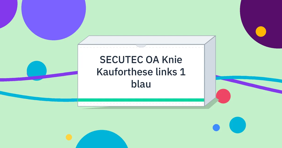 Symbolbild: Packung mit der Aufschrift SECUTEC OA Knie Kauforthese links 1 blau (PZN 14254023) – Verfügbarkeit und Bezug in Apotheken in Frankfurt am Main