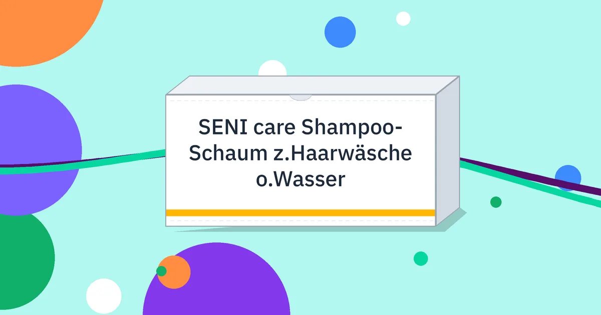 Symbolbild: Packung mit der Aufschrift SENI care Shampoo-Schaum z.Haarwäsche o.Wasser (PZN 15658604) – Verfügbarkeit und Bezug in Apotheken in Frankfurt am Main