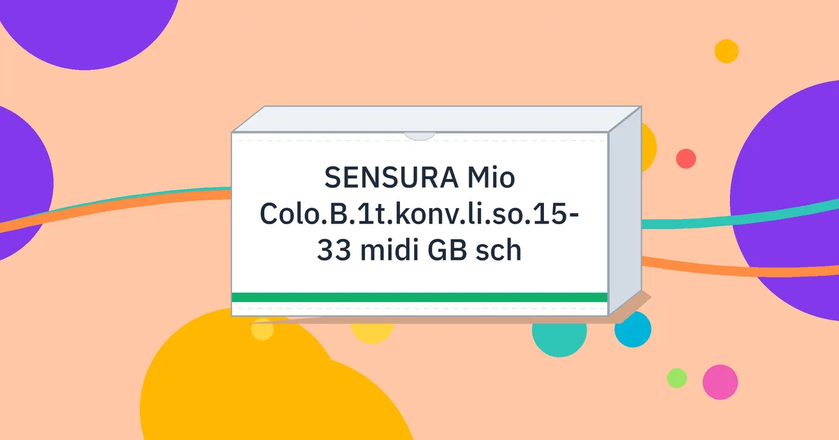 Symbolbild: Packung mit der Aufschrift SENSURA Mio Colo.B.1t.konv.li.so.15-33 midi GB sch (PZN 19997881) – Verfügbarkeit und Bezug in Apotheken in Frankfurt am Main