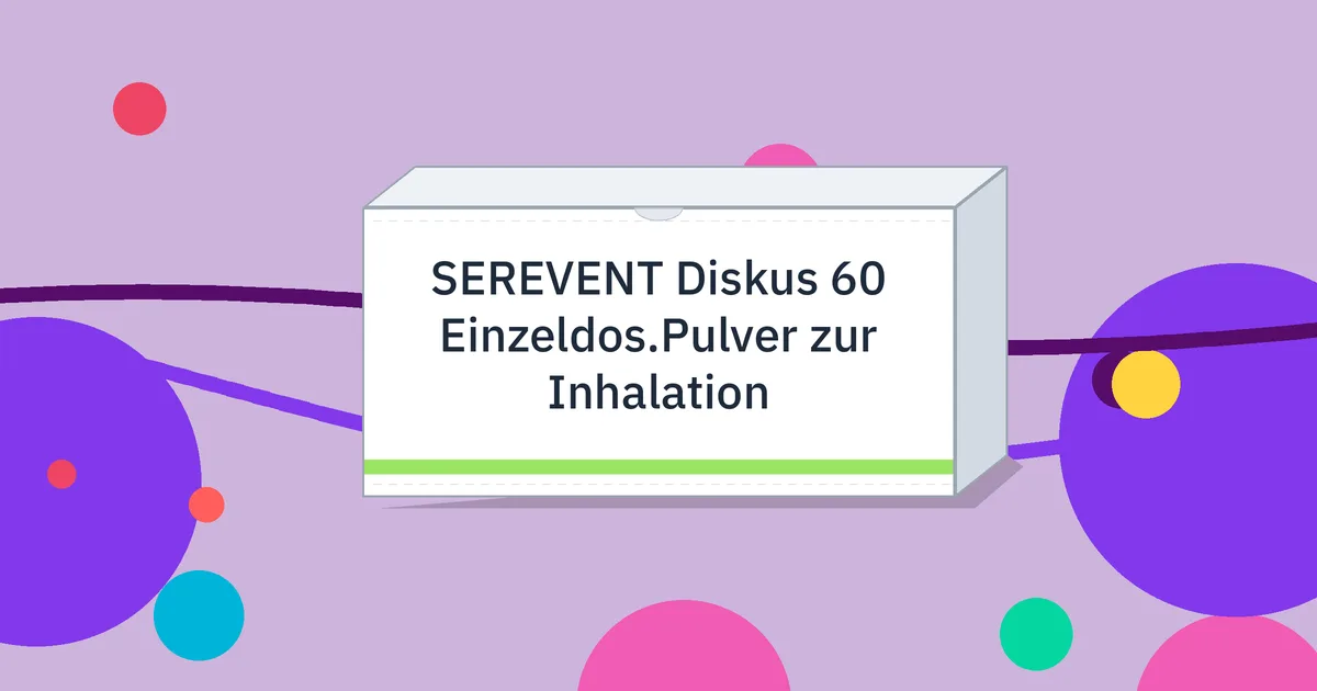 Symbolbild: Packung mit der Aufschrift SEREVENT Diskus 60 Einzeldos.Pulver zur Inhalation (PZN 05702623) – Verfügbarkeit und Bezug in Apotheken in Frankfurt am Main