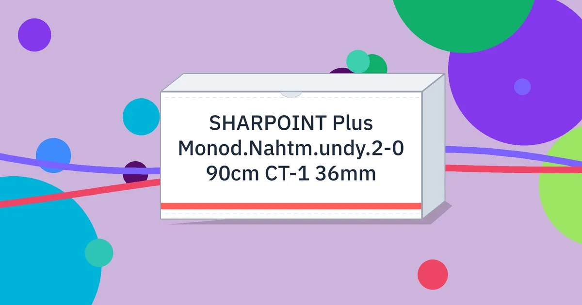 Symbolbild: Packung mit der Aufschrift SHARPOINT Plus Monod.Nahtm.undy.2-0 90cm CT-1 36mm (PZN 17986896) – Verfügbarkeit und Bezug in Apotheken in Frankfurt am Main