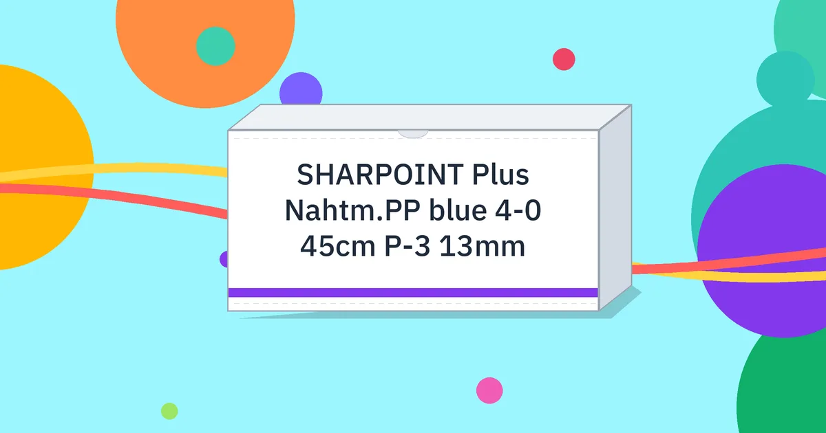 Symbolbild: Packung mit der Aufschrift SHARPOINT Plus Nahtm.PP blue 4-0 45cm P-3 13mm (PZN 17985313) – Verfügbarkeit und Bezug in Apotheken in Frankfurt am Main