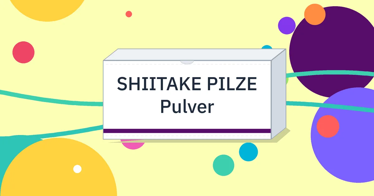 Symbolbild: Packung mit der Aufschrift SHIITAKE PILZE Pulver (PZN 16333850) – Verfügbarkeit und Bezug in Apotheken in Frankfurt am Main